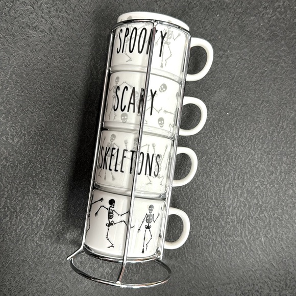 Kitchen | Set Of 4 Gothic Skeleton Spooky Espresso Mugs | Poshmark